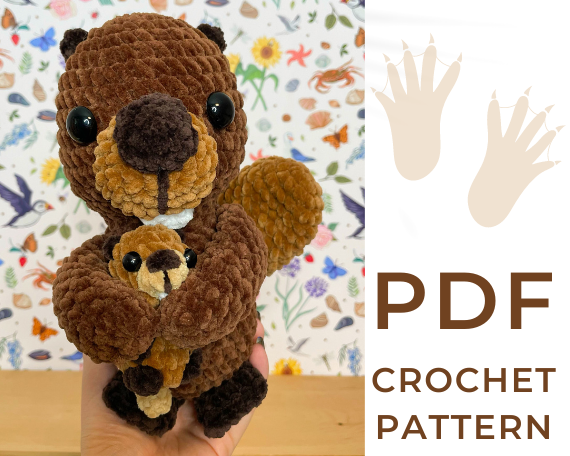 Papa Beaver & Baby Crochet Pattern – Saucy Puffin Crafts